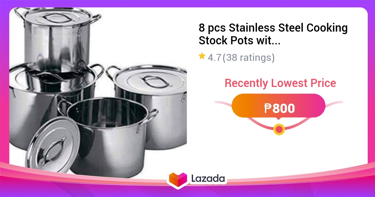 8 pcs Stainless Steel Cooking Stock Pots with sandok