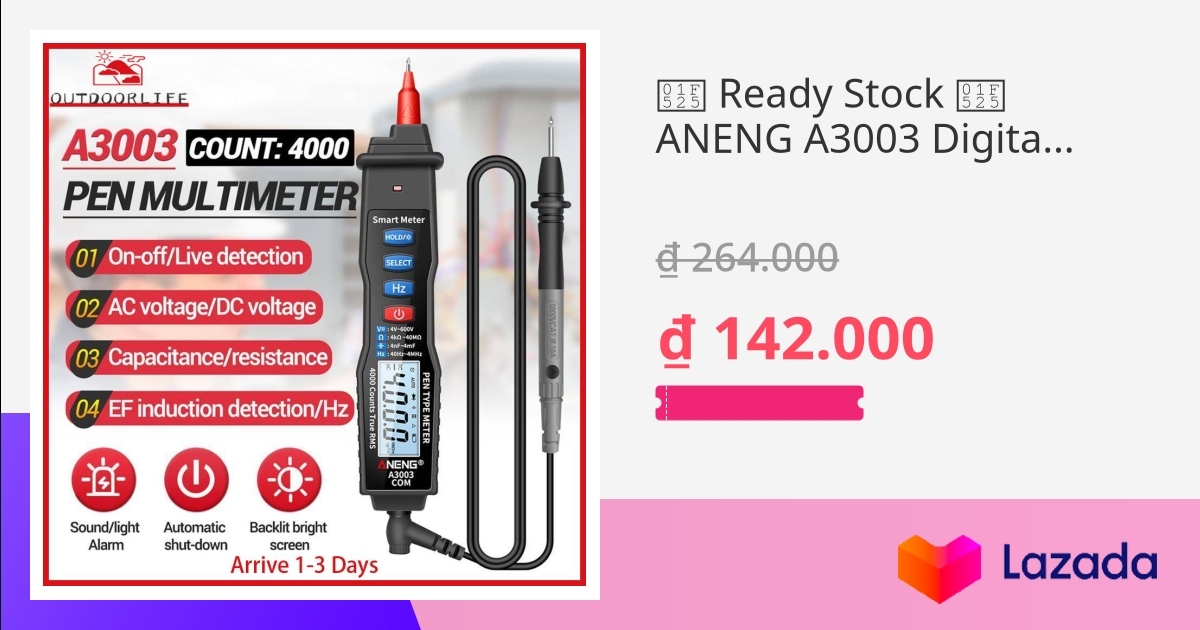 🔥 Ready Stock 🔥 ANENG A3003 Digital Multimeter Pen Type Meter 4000 ...