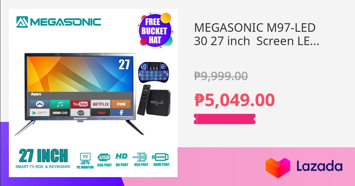 MEGASONIC M97-LED30 27 inch Screen LED TV+TV BOX and KEYBOARD 3027