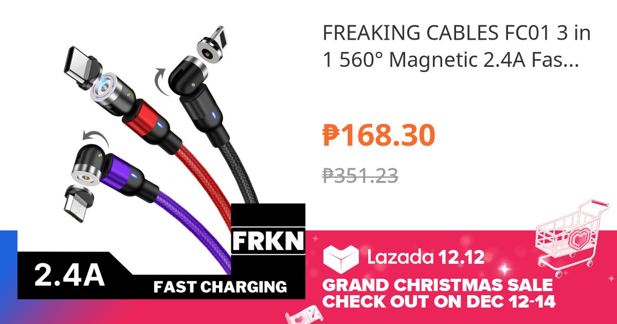 FREAKING CABLES FC01 3 in 1 560° Magnetic 2.4A Fast Charging Cable ...
