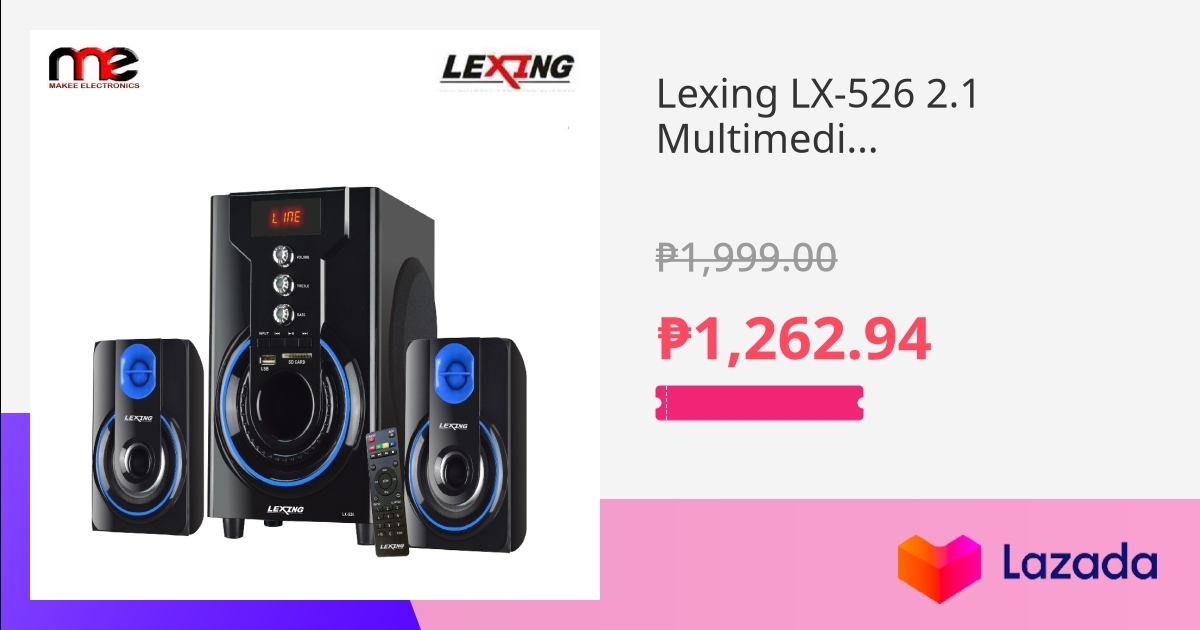 Lexing LX-526 2.1 Multimedia Bluetooth/Wired 2in1 Speaker with SD/USB ...