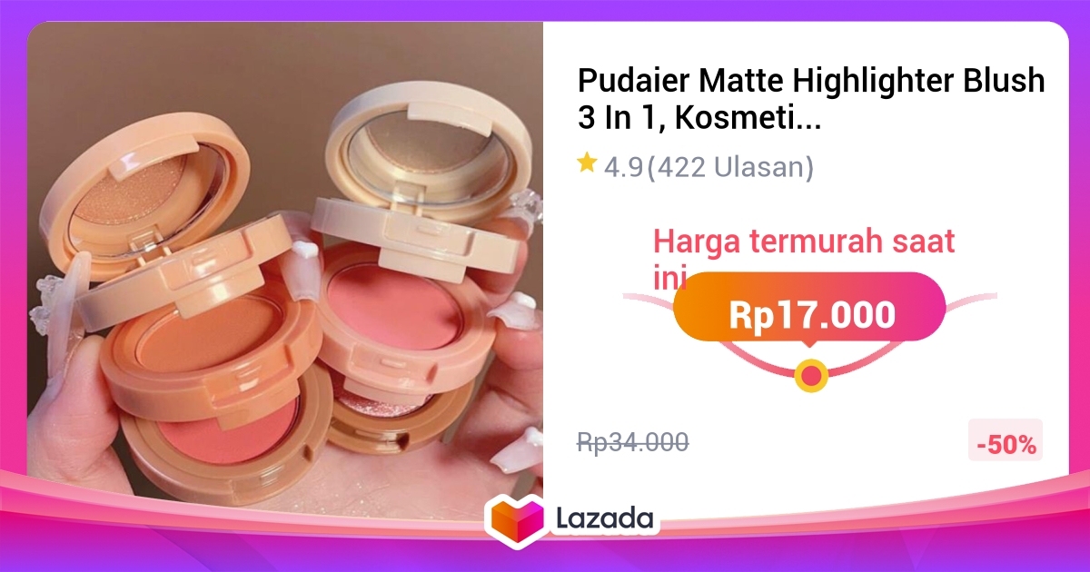 Pudaier Matte Highlighter Blush 3 In 1, Kosmetik Palet Perona Pipi ...