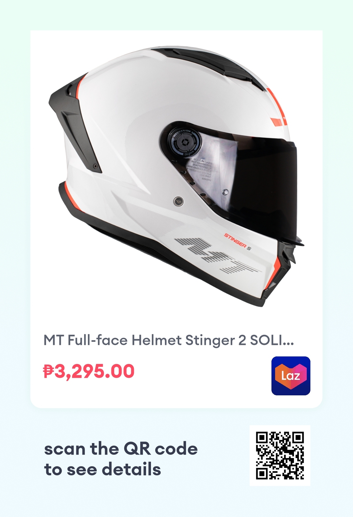 MT Full-face Helmet Stinger 2 SOLID (FREE Clear Visor)