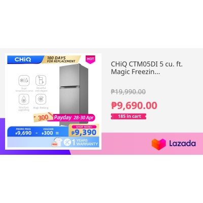 CHiQ CTM05DI 5 cu. ft. Magic Freezing Two Door Direct Cool Refrigerator ...