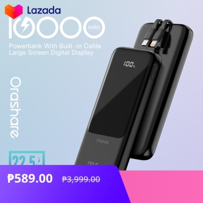Orashare OH10 10000mAh Power Bank With Built-in Cable Large Smart ...