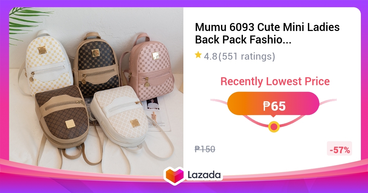 Mumu 6093 Cute Mini Ladies Back Pack Fashion Leather Printed Bag For Woman
