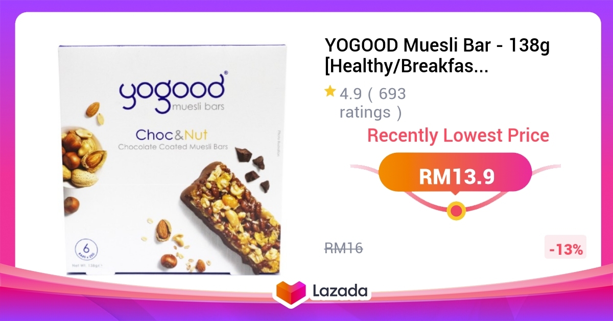 YOGOOD Muesli Bar - 138g [Healthy/Breakfast Yogurt/Chocolate Coated ...