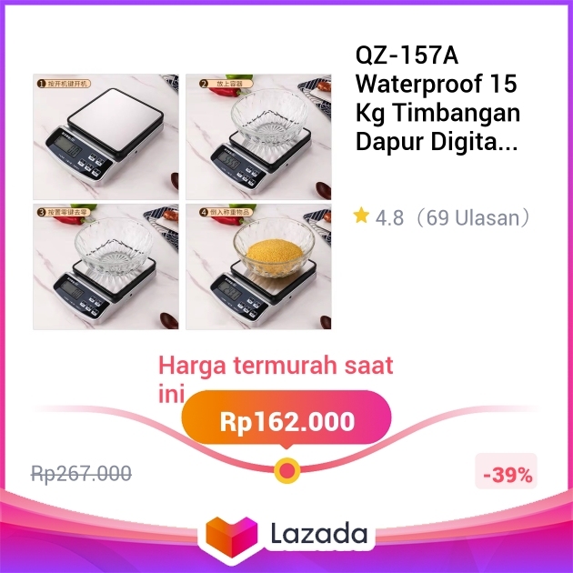QZ-157A Waterproof 15 Kg Timbangan Dapur Digital Electronic Kitchen Scale Meja Anti Tahan Air ...