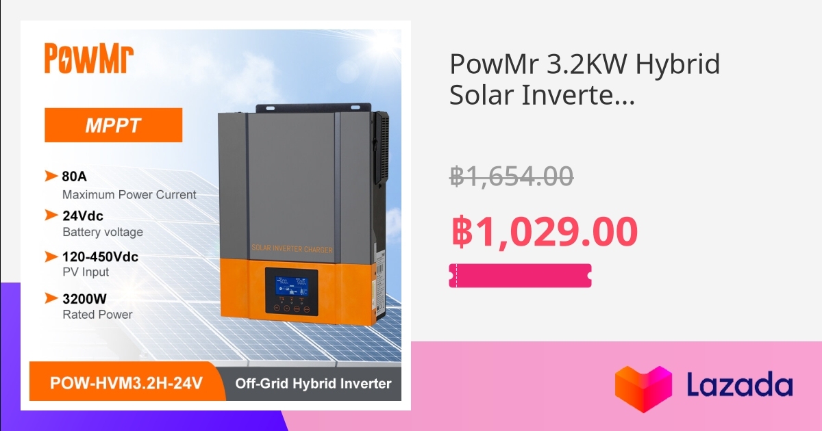 PowMr 3.2KW Hybrid Solar Inverter 230Vac PV Max 450Vdc ในตัว 80A MPPT ...