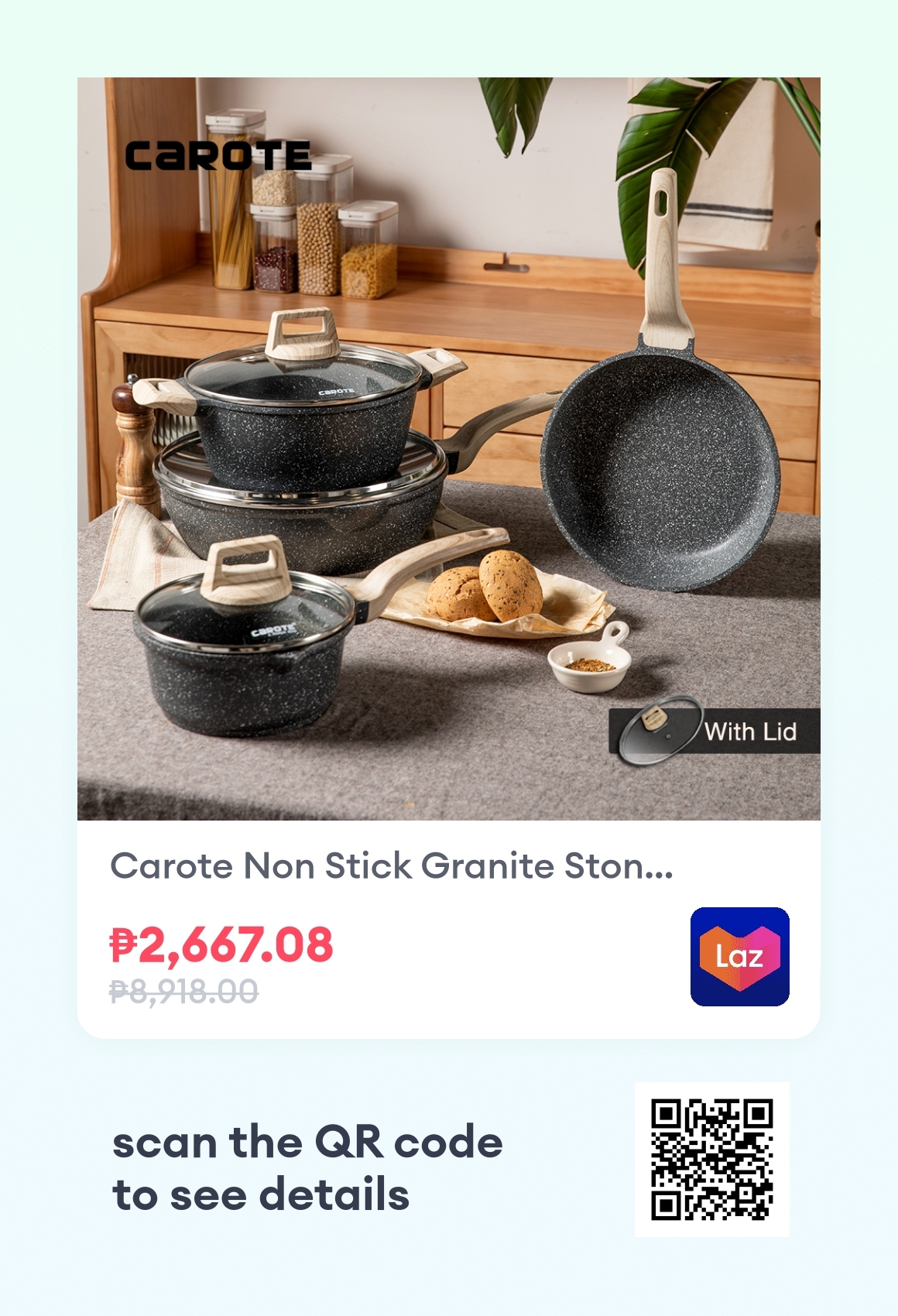 Carote Non Stick Granite Stone kitchen cookware set,Healthy non stick ...