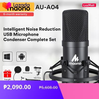 MAONO AU-A04 USB Microphone Kit 192KHZ/24BIT Professional Podcast Condenser Mic for PC Youtube ...