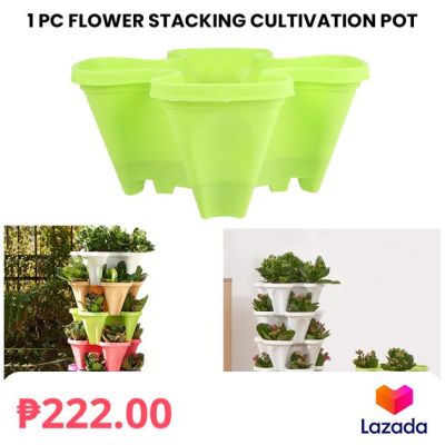 1 Piece Flower Pot Stacking Cultivation Pot Stackable Tower Vertical ...