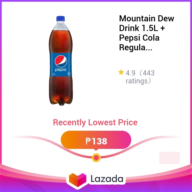 Mountain Dew Drink 1.5L + Pepsi Cola Regular Drink 1.5L (Bundle of 2)