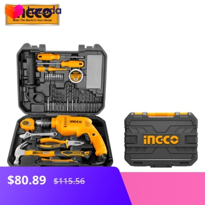 INGCO 115Pcs Tools Set with Impact Drill, Screwdriver Bits, Socket Set ...