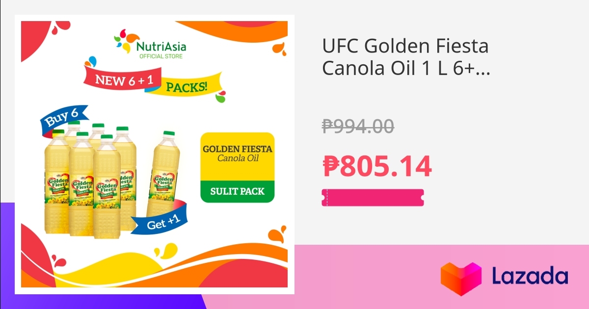 UFC Golden Fiesta Canola Oil 1 L 6+1 Sulit Pack