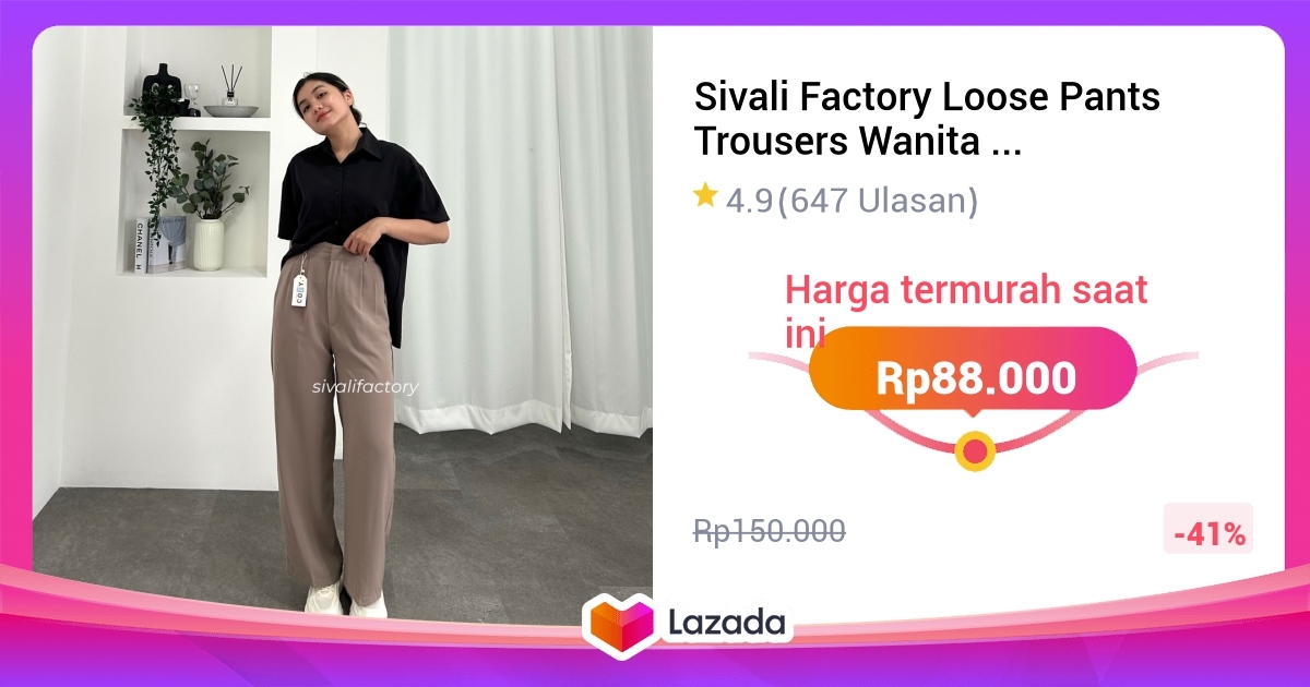 Sivali Factory Loose Pants Trousers Wanita - Celana Anti Kusut - Celana ...