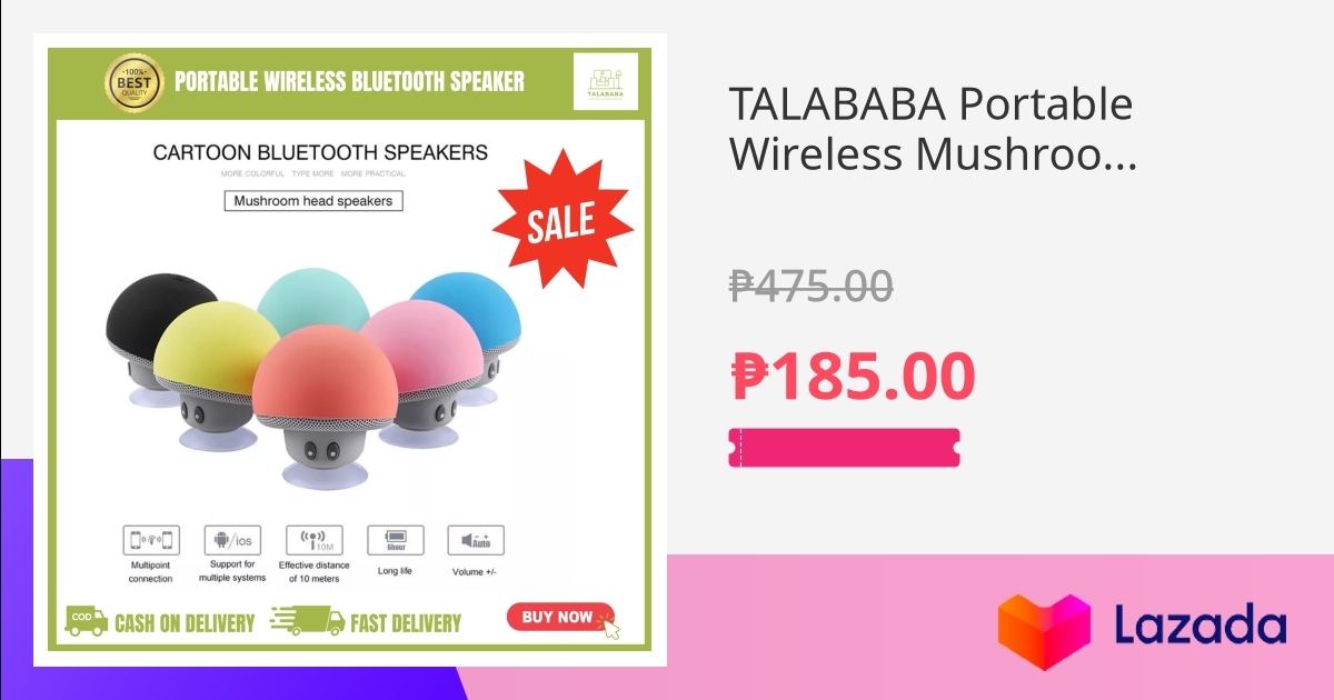 TALABABA Portable Wireless Mushroom Bluetooth Speaker Green/Pink/Red ...