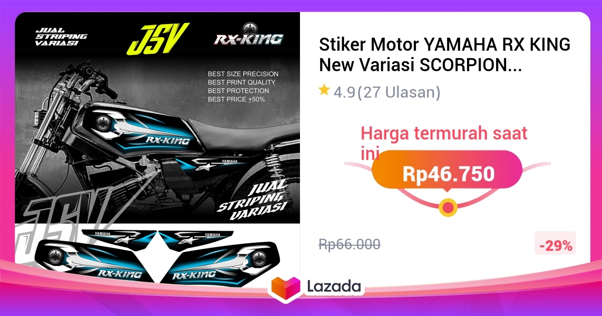 Stiker Motor YAMAHA RX KING New Variasi SCORPIONS Striping Sticker Lis ...