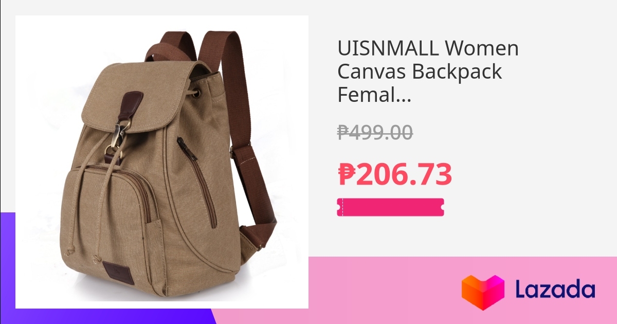 UISNMALL Women Canvas Backpack Female Vintage Pure Cotton Travel Bag ...