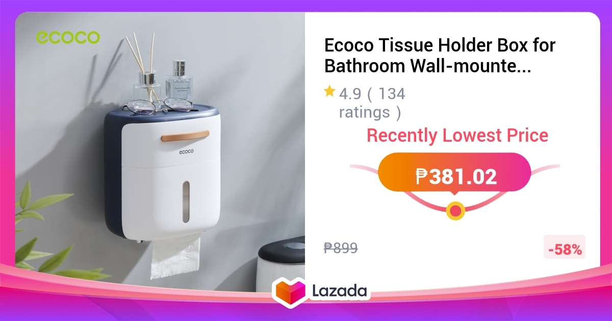 Ecoco Tissue Holder Box for Bathroom Wall-mounted Double Layer Tissue ...