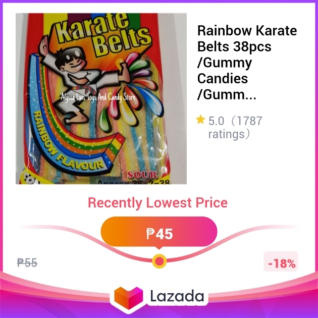 Rainbow Karate Belts 38pcs /Gummy Candies /Gummy Sweets