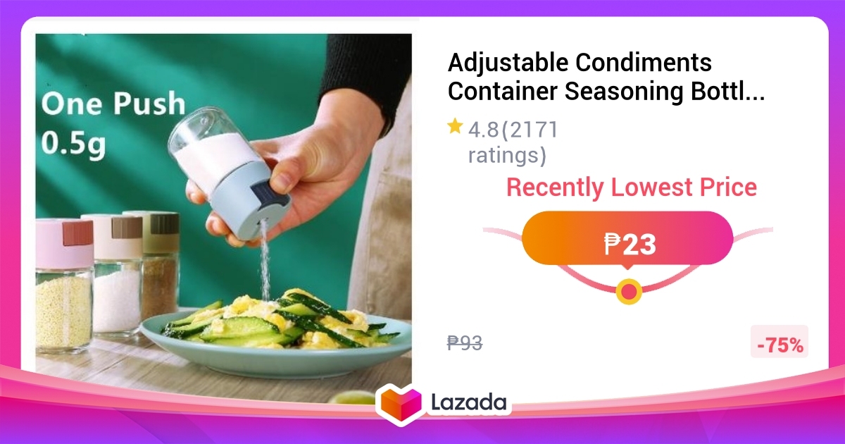 Adjustable Condiments Container Seasoning Bottle Salt Shaker Glass Jar ...