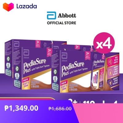 Pediasure Plus Ready to Drink Choco 110ML x 4 For Kids Above 3 Years ...