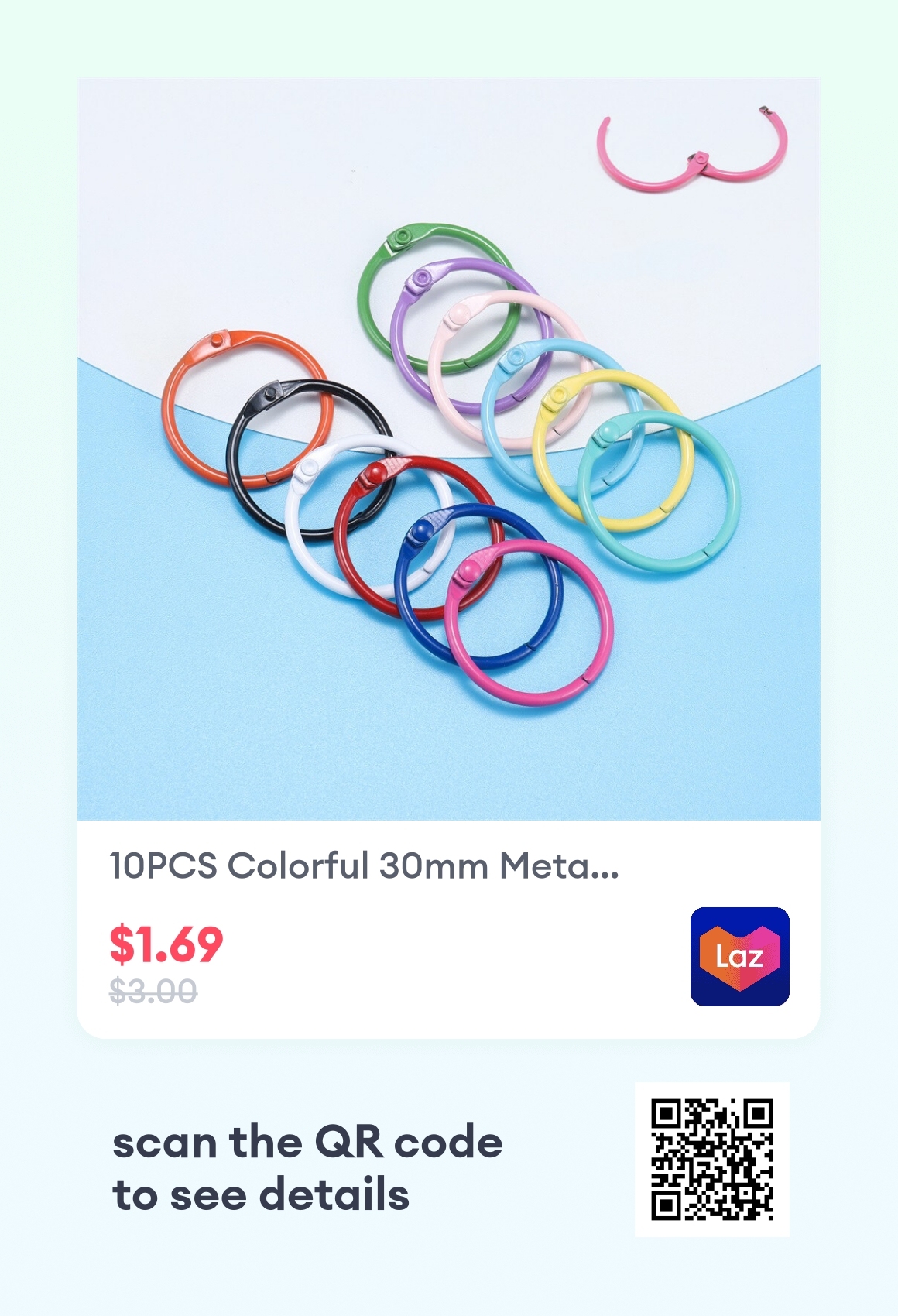 10PCS Colorful 30mm Metal Connecting Ring Hanging Circle Key Unisex ...