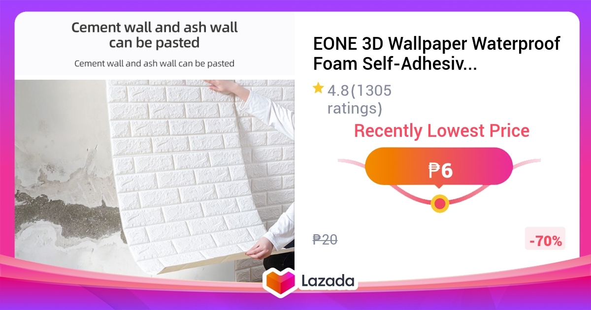EONE 3D Wallpaper Waterproof Foam Self-Adhesive Wall Stickers Foam ...