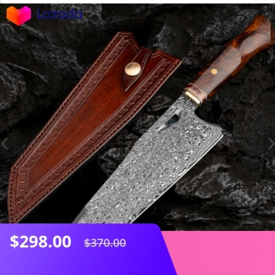 Professional HandMADE TO ORDER 8in Ironwood and Fossil Handle Japanese VG10 Damascus Gyuto with ...