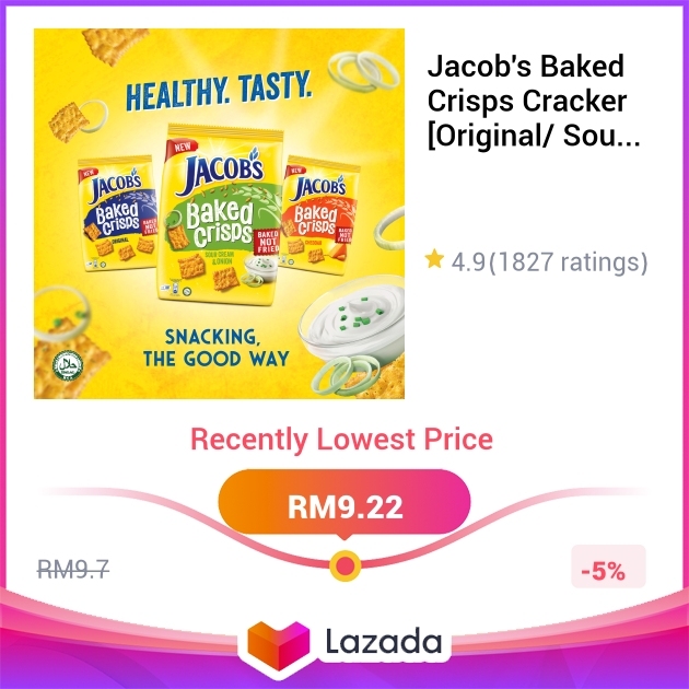 Jacob's Baked Crisps Cracker [Original/ Sour Cream/ Cheddar] 229g x 1