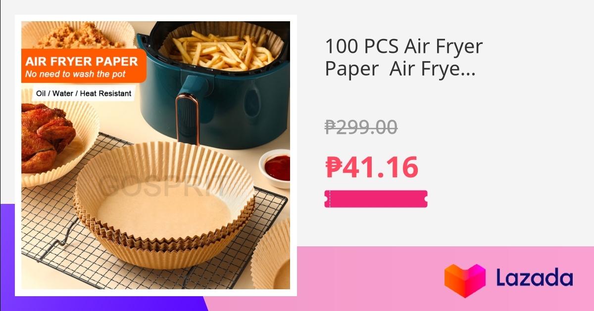 100 PCS Air Fryer Paper Air Fryer Liner Air Fryer Sheet Oil-proof ...