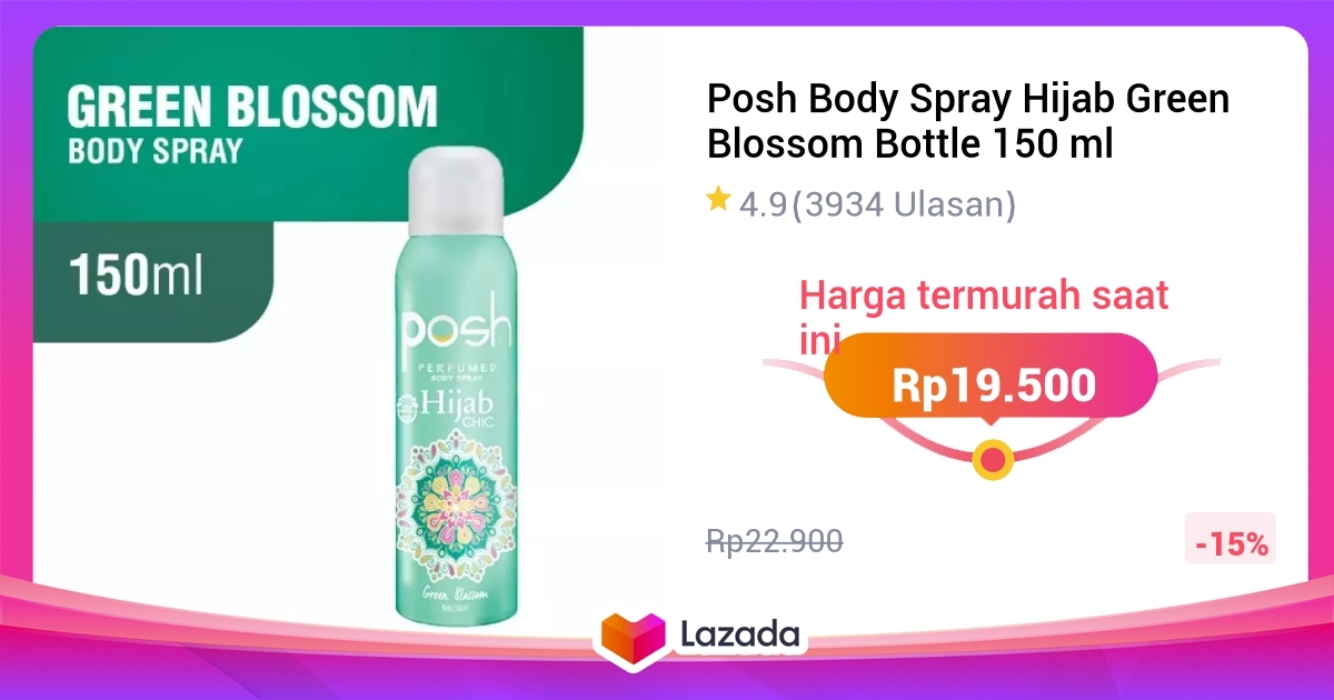 Posh Body Spray Hijab Green Blossom Bottle 150 ml