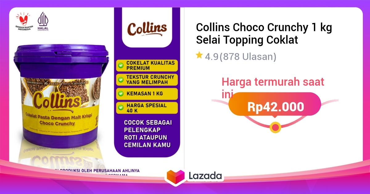 Collins Choco Crunchy 1 kg Selai Topping Coklat