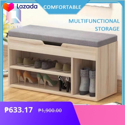 Elva Mall Maple wood shoe bench Multifunctional Shoe Organizer ...