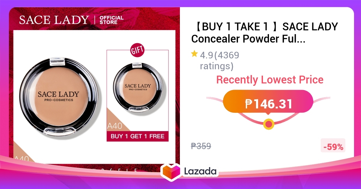 【BUY 1 TAKE 1 】SACE LADY Concealer Powder Full Cover Face Flawless Make ...