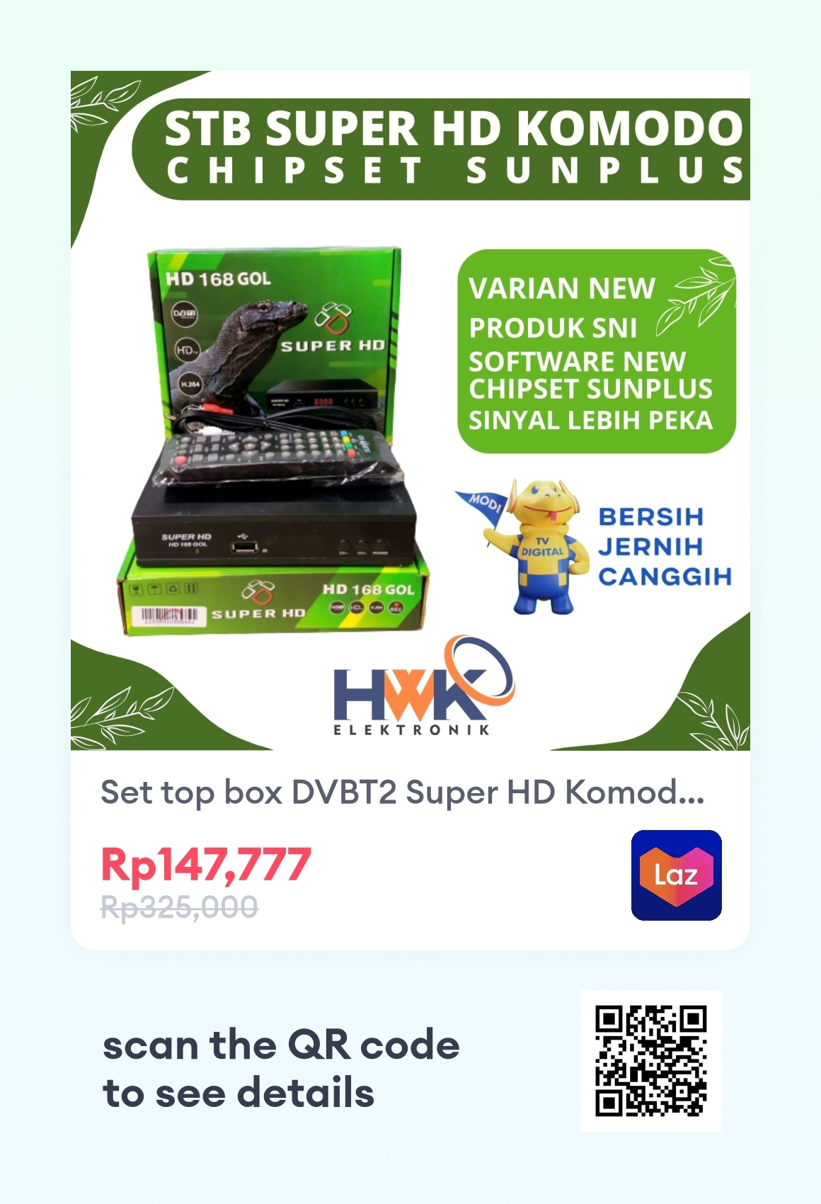 Set top box DVBT2 Super HD Komodo New 2022 socket UHF