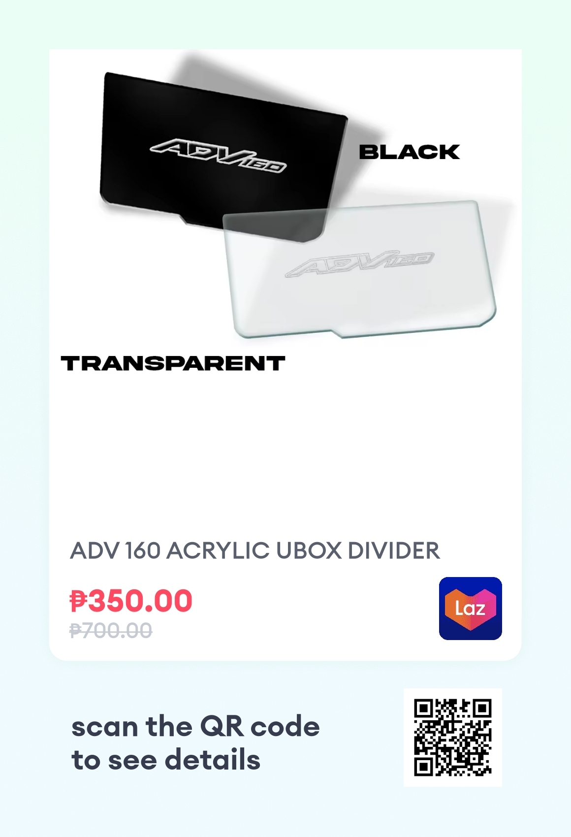 ADV 160 ACRYLIC UBOX DIVIDER