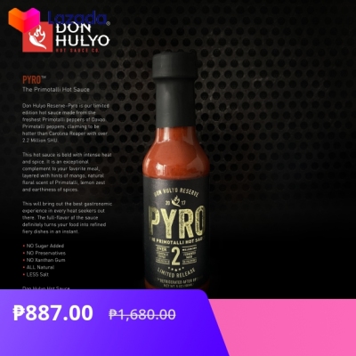 Don Hulyo Reserve - Pyro Hot Sauce - Primotalli Pepper - 150ml - HOTTER ...