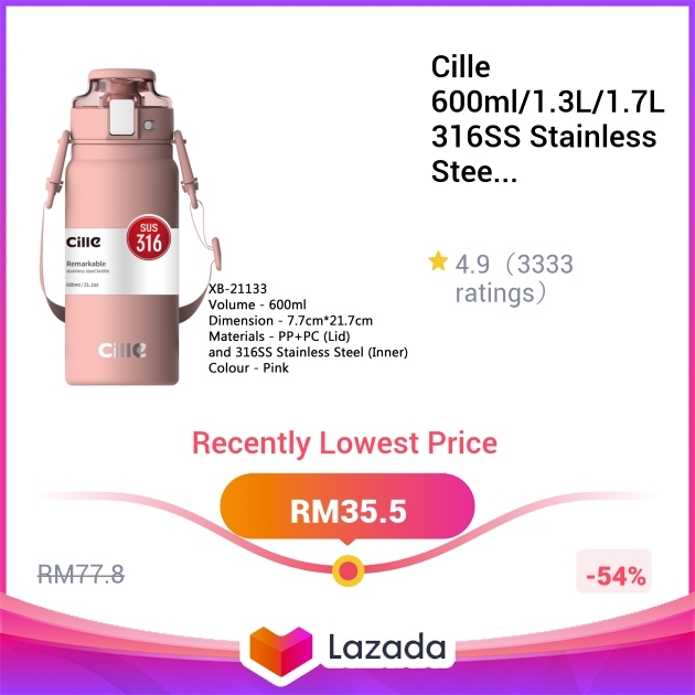 Cille 600ml/1.3L/1.7L 316SS Stainless Steel Vacuum Flask Thermoses Water Bottle [Double Wall]