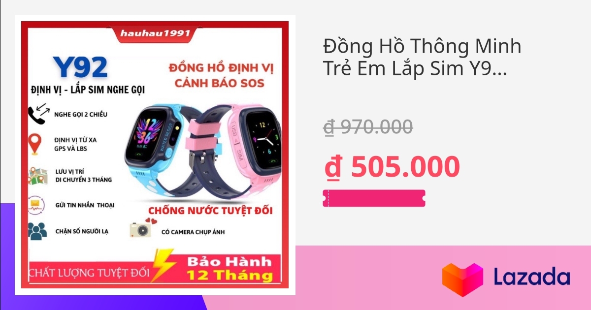Đồng Hồ Thông Minh Trẻ Em Lắp Sim Y92 Và Q12 Định Vị Nghe Gọi Nhắn Tin Chống Nước Có Tiếng Việt ...
