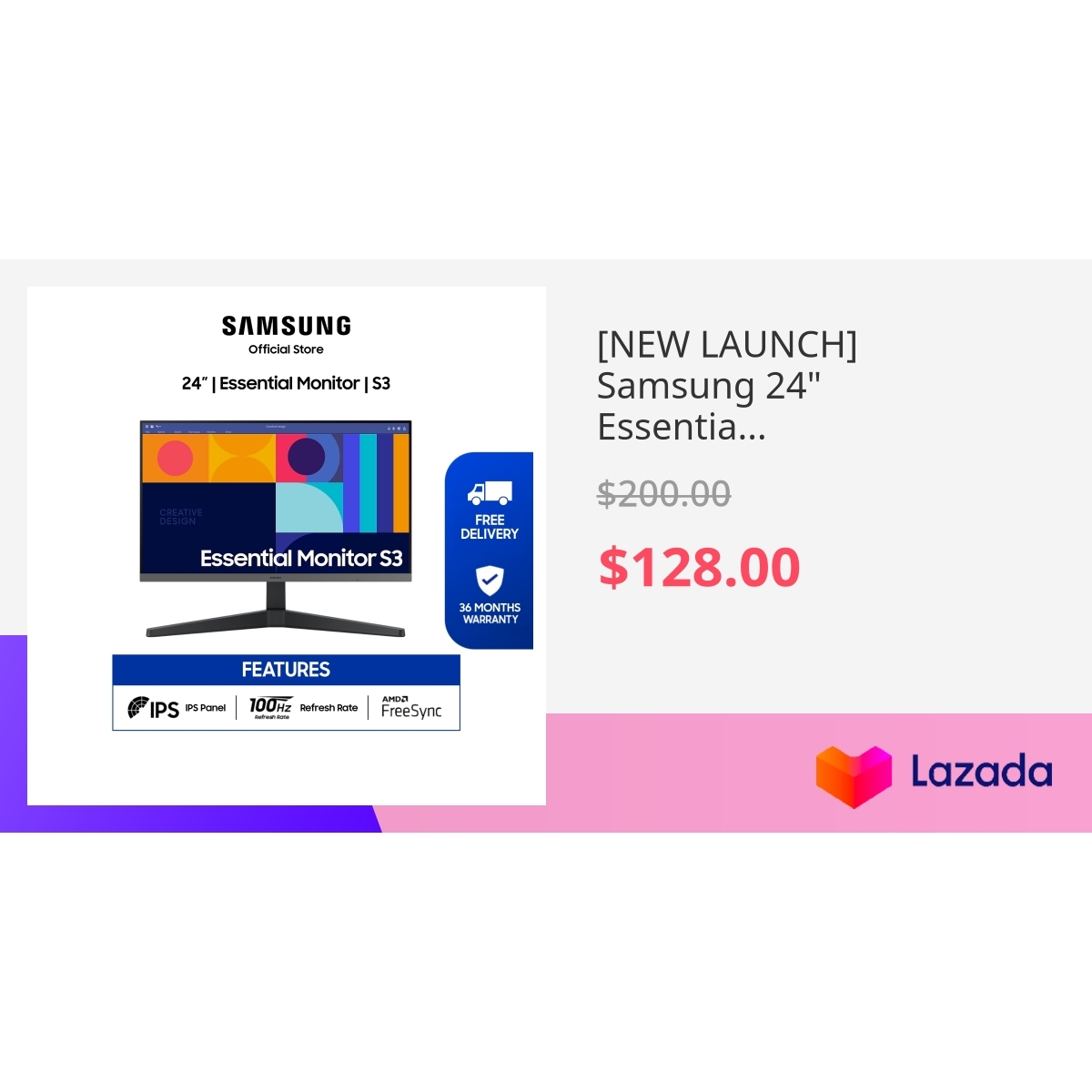 [NEW LAUNCH] Samsung 24" Essential Monitor S3 (S33GC) (Black ...