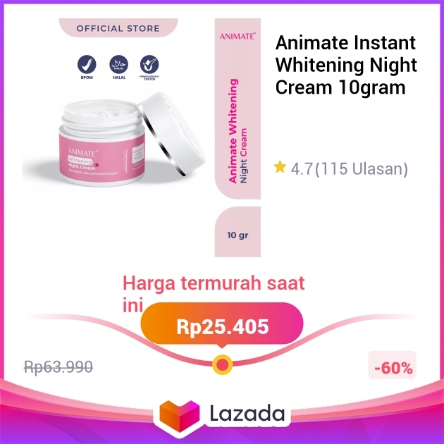 Animate Instant Whitening Night Cream 10gram