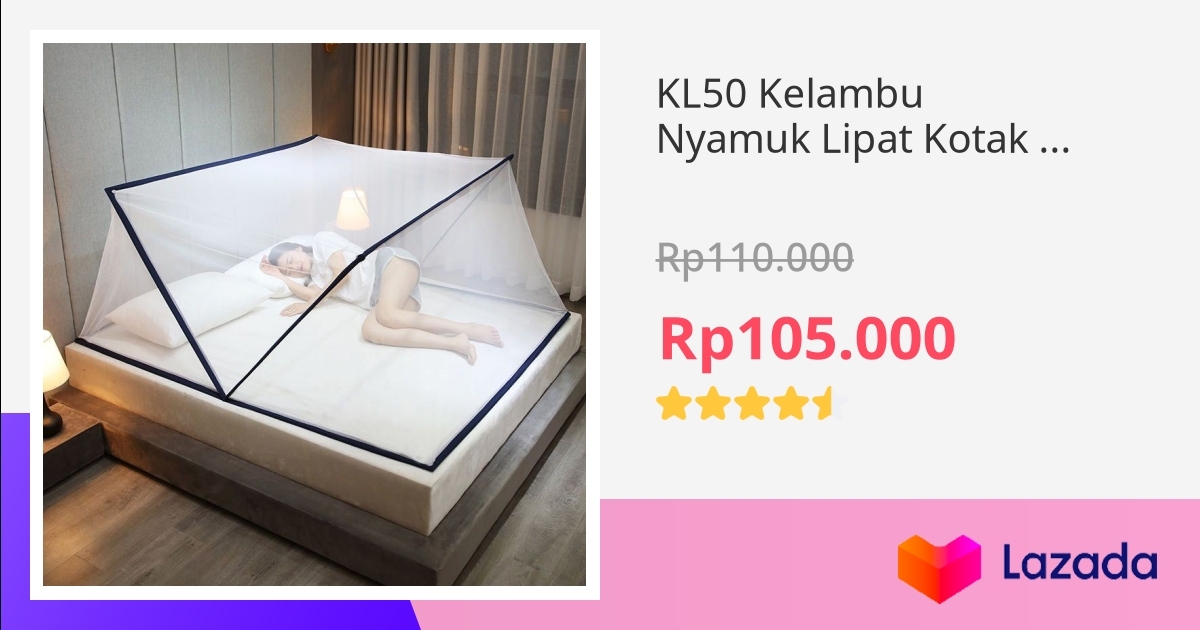 KL50 Kelambu Nyamuk Lipat Kotak | Portable Mosquito Net 100 135 160 180 ...