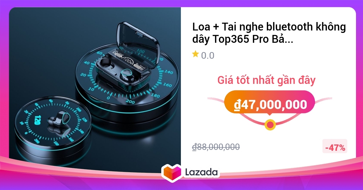 Loa + Tai nghe bluetooth không dây Top365 Pro Bản Mới Bass Căng, Bluetooth 5.0 Đổi tên, Định vị ...