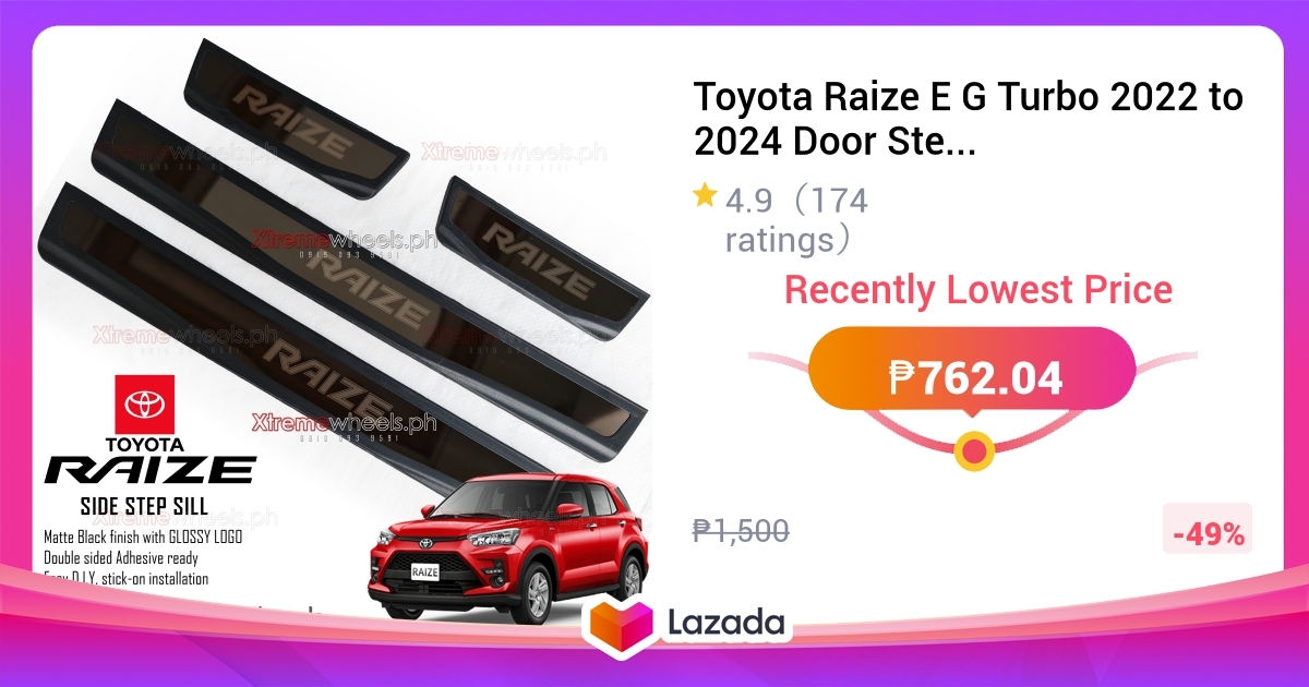 Toyota Raize E G Turbo 2022 to 2024 Door Step Protector / Side Stepsill ...