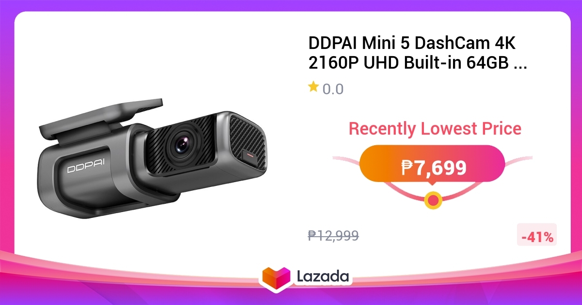 DDPAI Mini 5 DashCam 4K 2160P UHD Built-in 64GB + GPS 5G WIFI 24 Hours ...