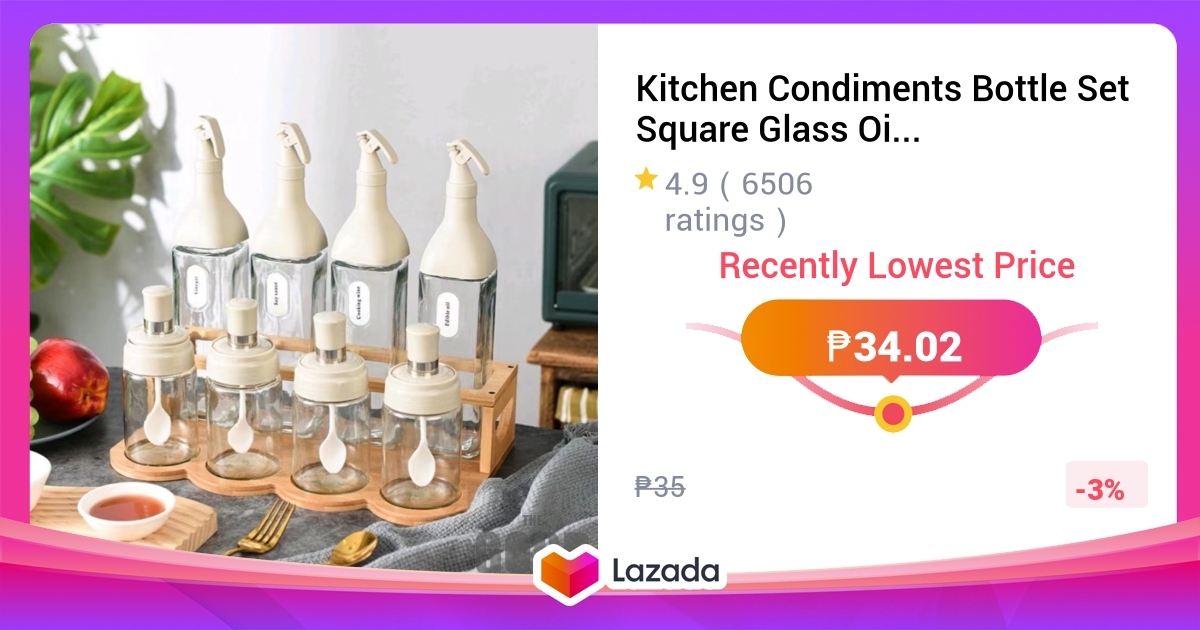 Kitchen Condiments Bottle Set Square Glass Oil Bottle Seasoning Pot and ...