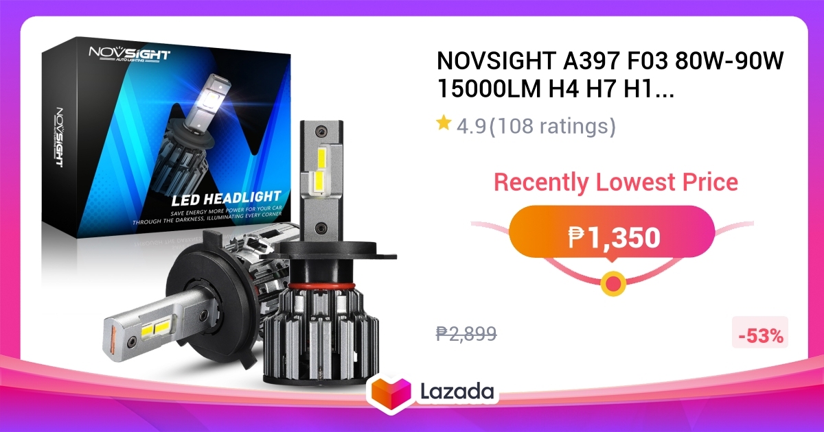 NOVSIGHT A397 F03 80W-90W 15000LM H4 H7 H11 9005/HB3 9006/HB4 Hi/Low Beam LED Headlight Bulb For ...