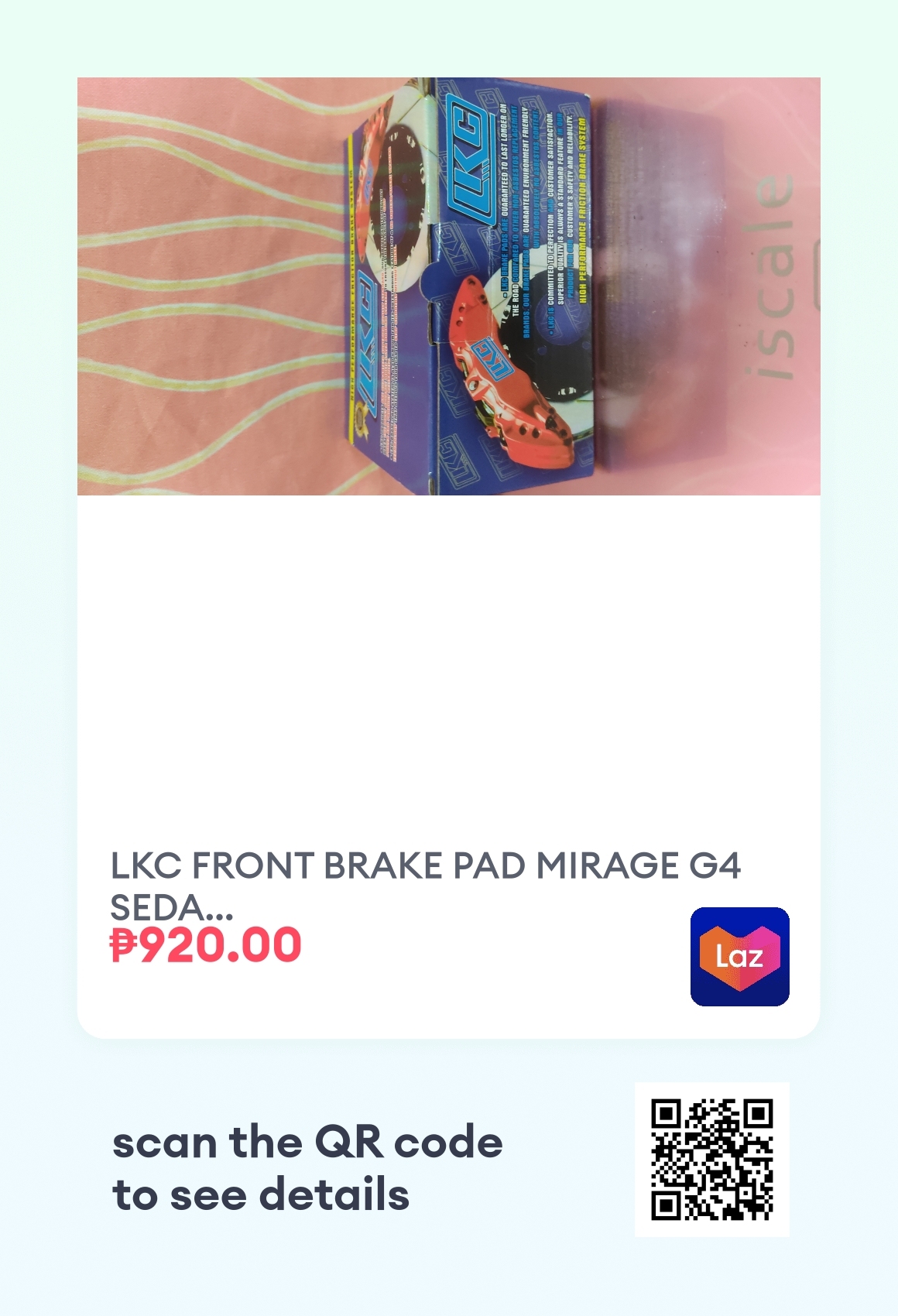 LKC FRONT BRAKE PAD MIRAGE G4 SEDAN 2012-UP